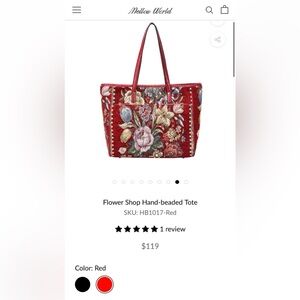 Mellow World | Bags | Mellow World Flower Shop Handbeaded Red Tote ...